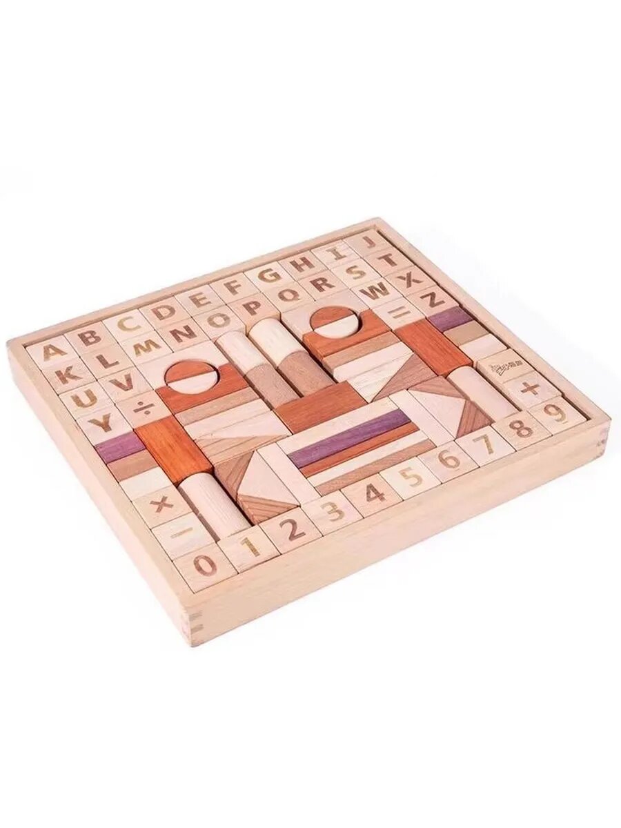 Деревянные кубики (86 элементов, классика)