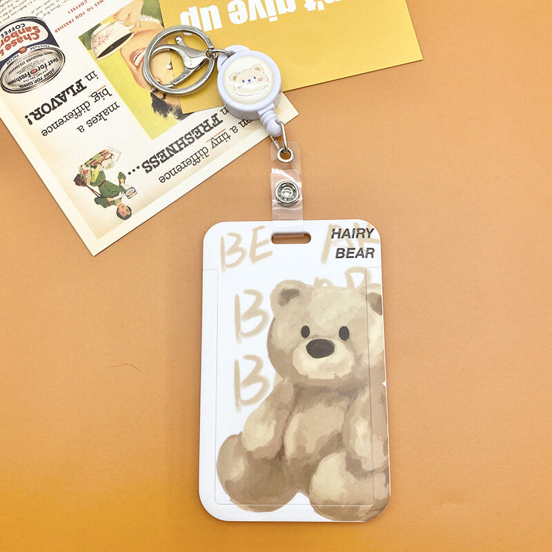 Милый держатель для карт, держатель для студенческих карт, держатель для карт питания, держатель для пропусков, заводской бейдж, выдвижной брелок, антипотеря