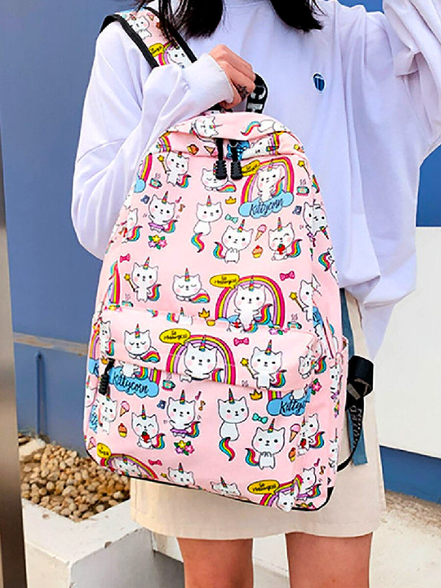 Рюкзак с котом-единорогом школьный и городской, портфель для школы, в подарок для девочки