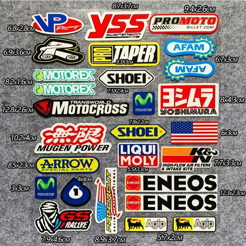 1 комплект мотоциклетных светоотражающих наклеек, наклейки на гоночный шлем, виниловые графические украшения, фирменные логотипы