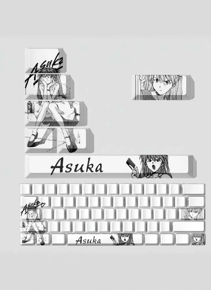 Кейкапы для механической клавиатуры Evangelion Asuka (Евангелион), PBT пластик
