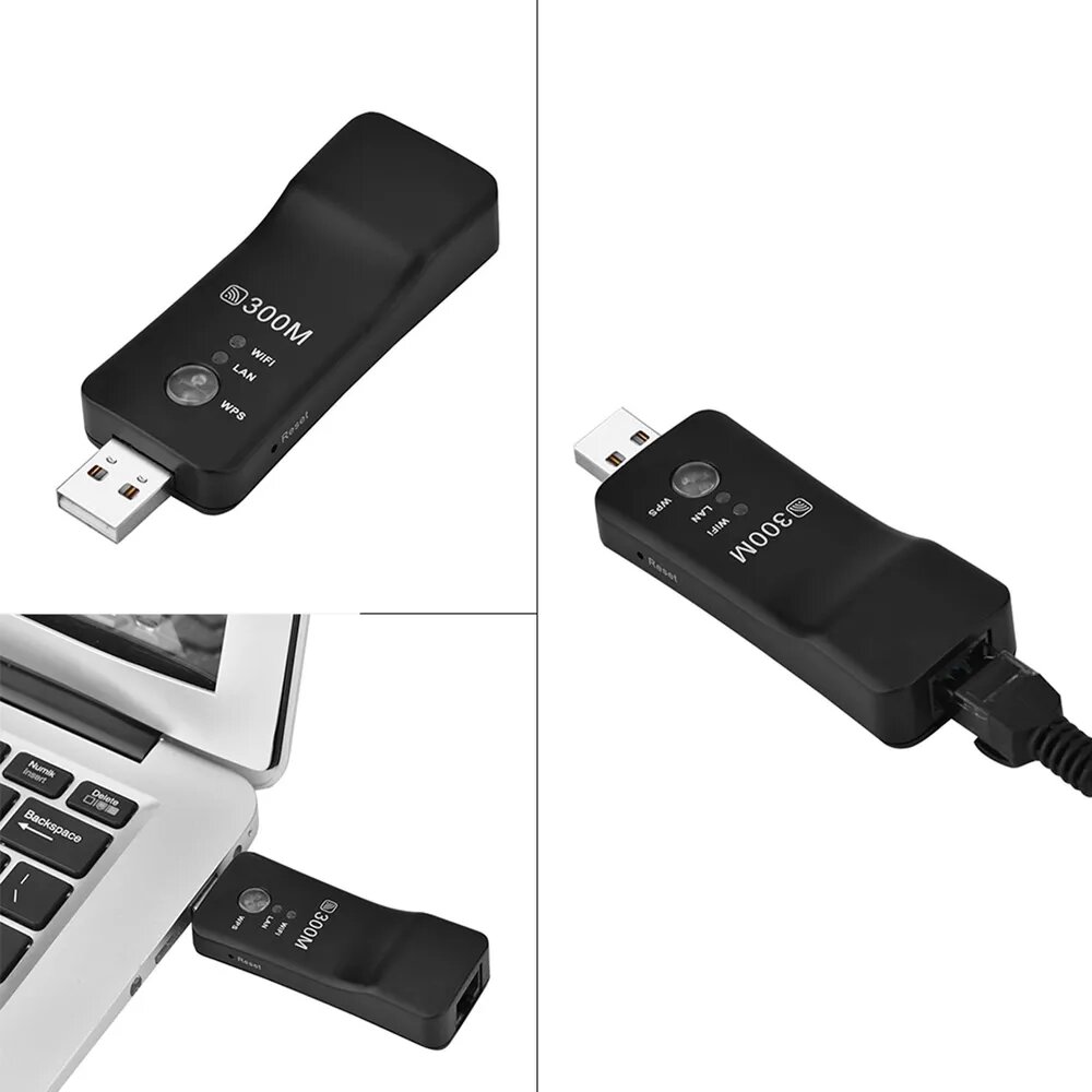 PIX - LINK 300 м USB WIFI ретранслятор сигнала, Черный — фото 1