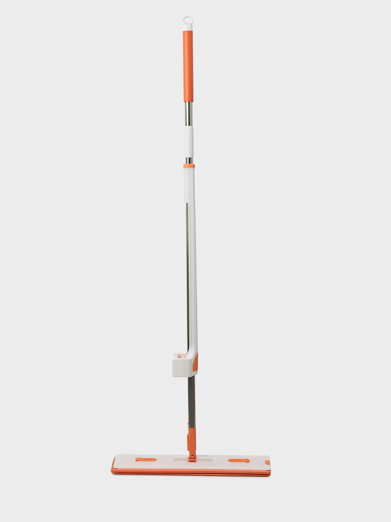 Швабра с отжимом, водосгоном и щёткой 2 насадки из микрофибры 50x11 см, стальная ручка 141 см