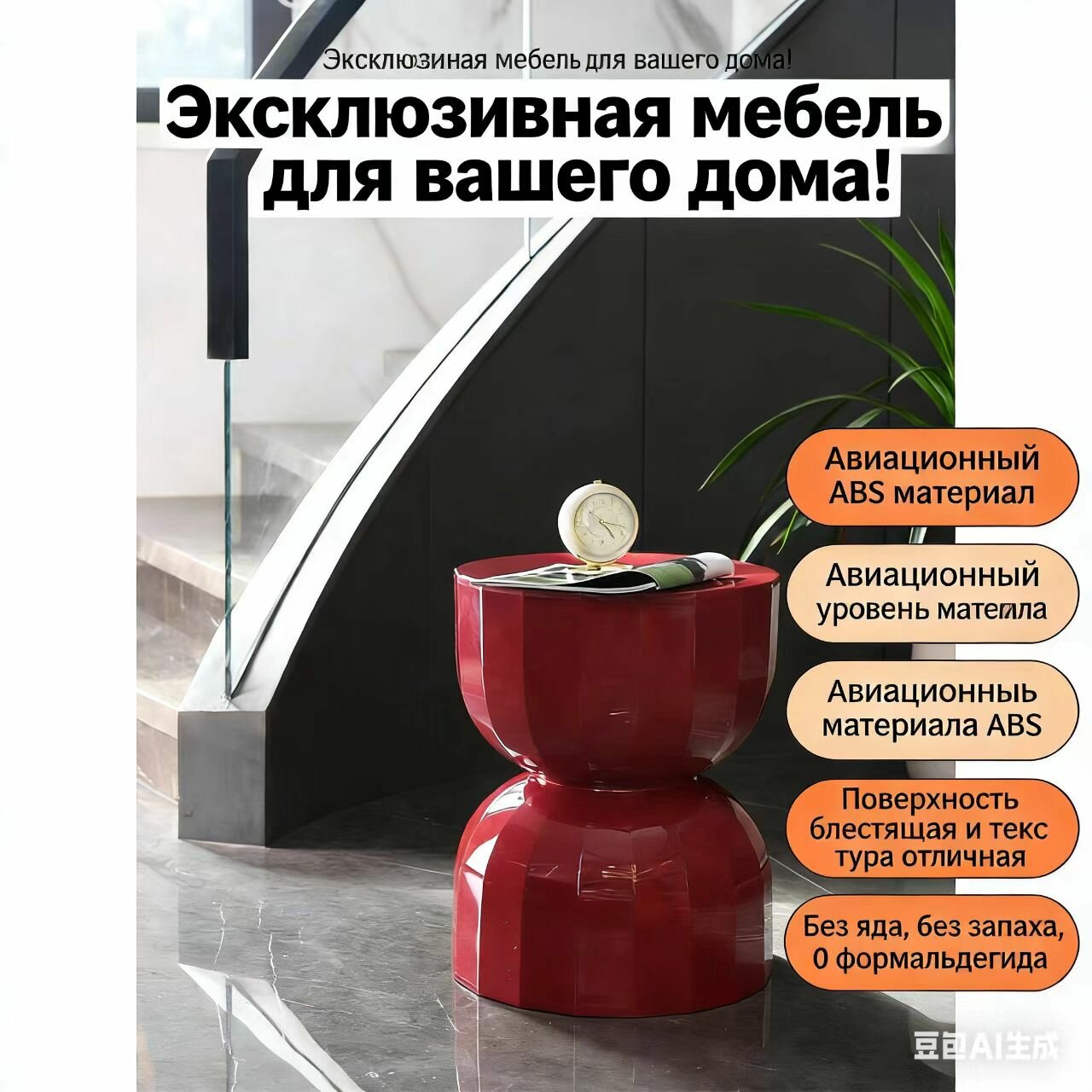 Журнальный стол, тумбочка，Просто и стильно，36х36х45 см，красный