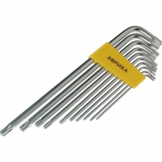 Набор ключей TORX ER-15101XLT: Г-образных экстра длинных T9-T50 10пр. Эврика