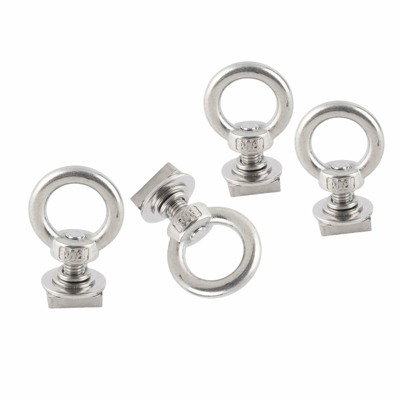 4 шт. анкерных болтов M8 для крепления к направляющим, прочные, из нержавеющей стали, для фиксации эластичного шнура и троса, серебристые.