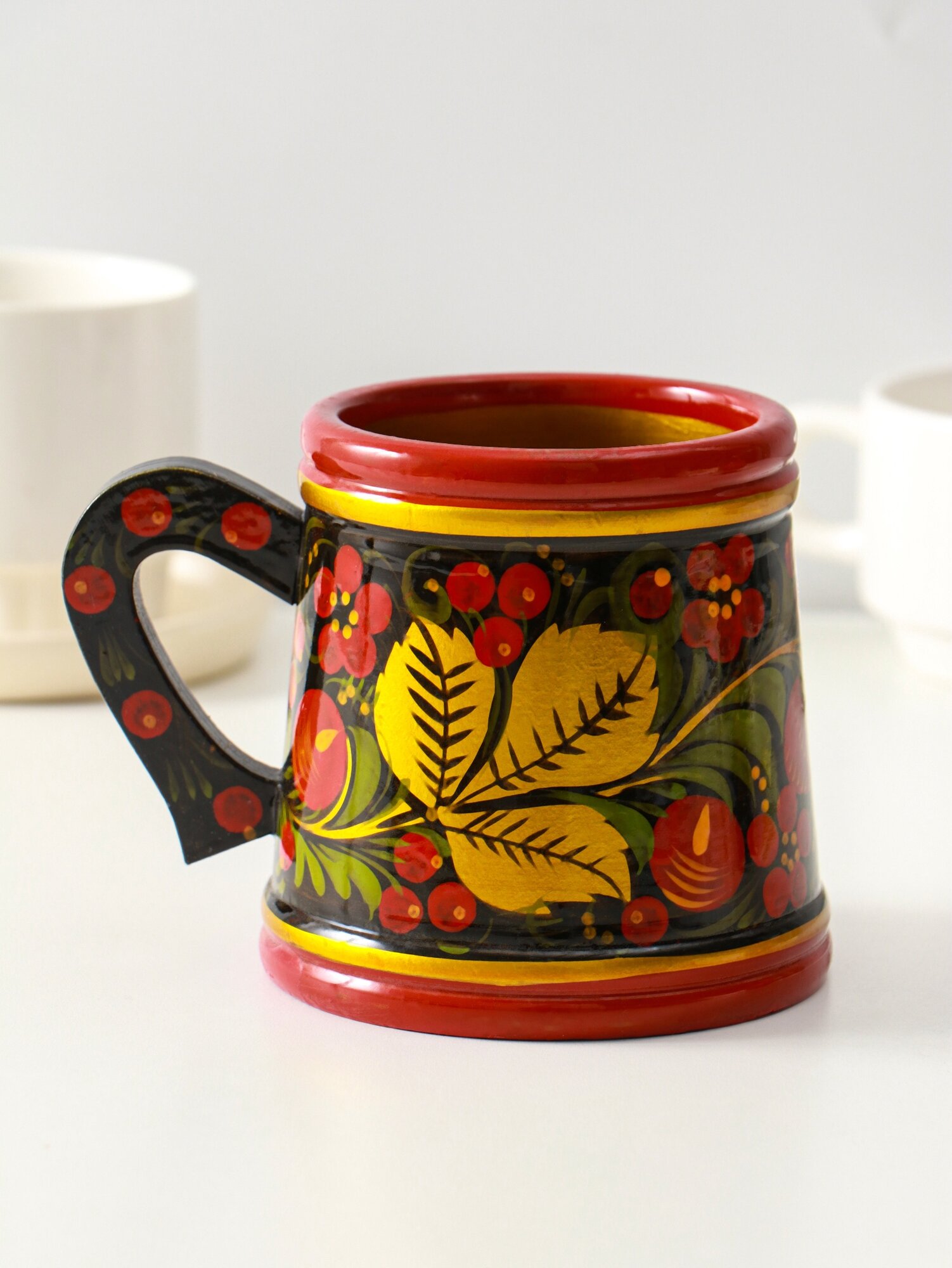 Кружка пивная «Полюшко», дерево, хохлома, 10×9 см