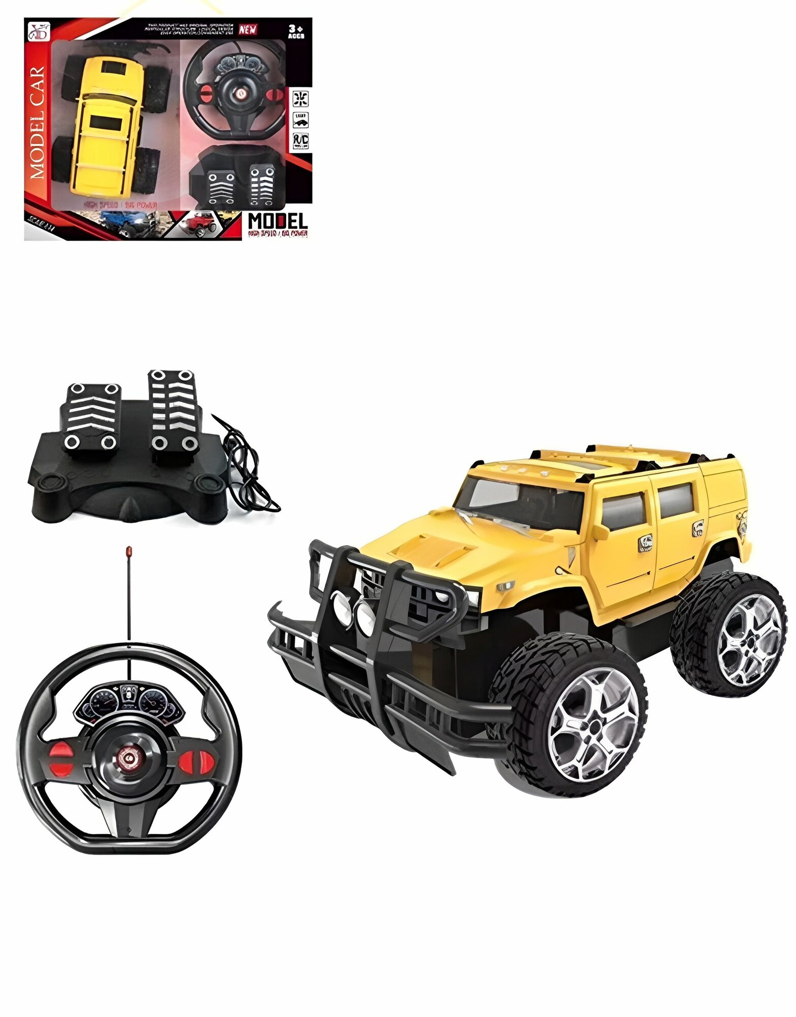 Машинка джип 35 см на гравитационном руле пульте радиоуправления с педалями, на батарейках