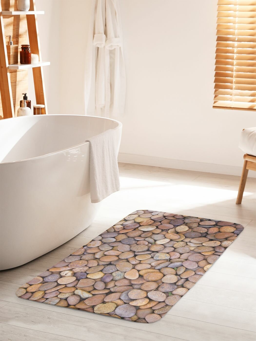 Коврик для ванной комнаты и туалета противоскользящий "Гладкие камушки" 60х100 см, JoyArty