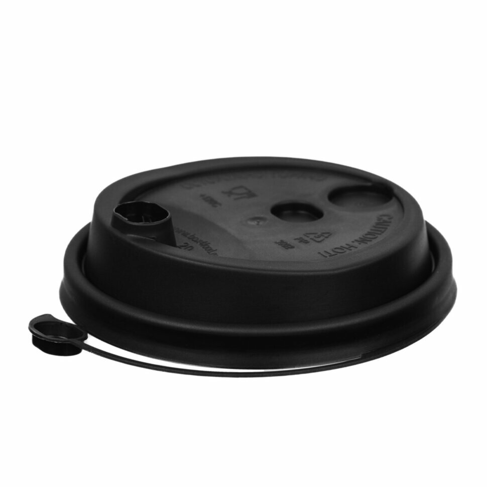 Крышка с питейником для бумажного стакана, диаметр 80 мм, матовая черная, ПП, взлп, 3002М/Ч, 1000 штук, 609231