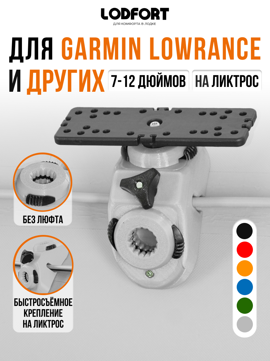 Держатель эхолота Lowrance/Garmin на ликтрос 7", 8", 9", 10", 11", 12" LODFORT универсальный, быстросъёмный