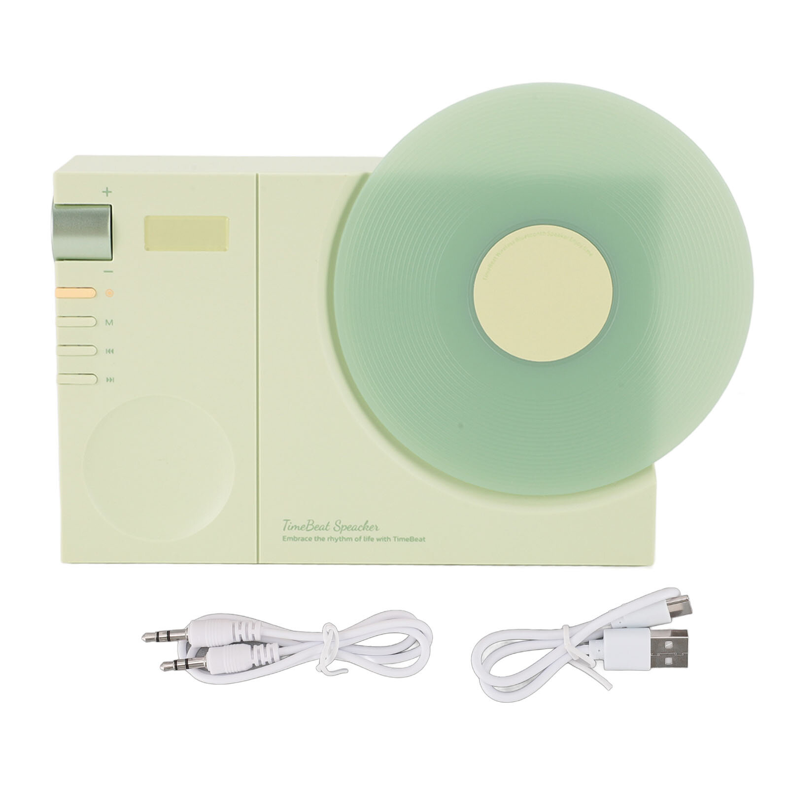 Часы-динамик Bluetooth в стиле проигрывателя пластинок, ретро-дизайн, зеленый