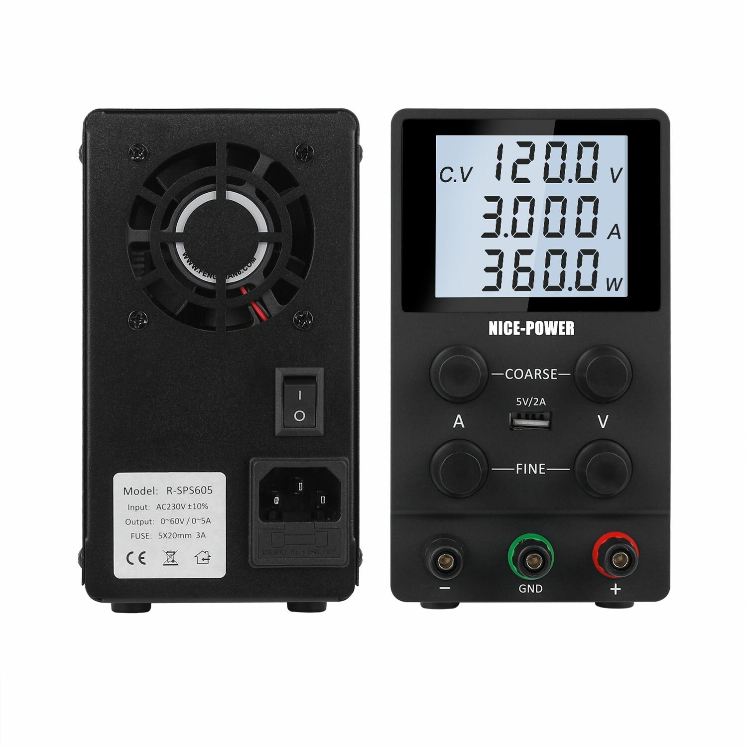 Регулируемый источник постоянного тока 120 В 3 А, настольный блок питания. NICE-POWER SPS1203D