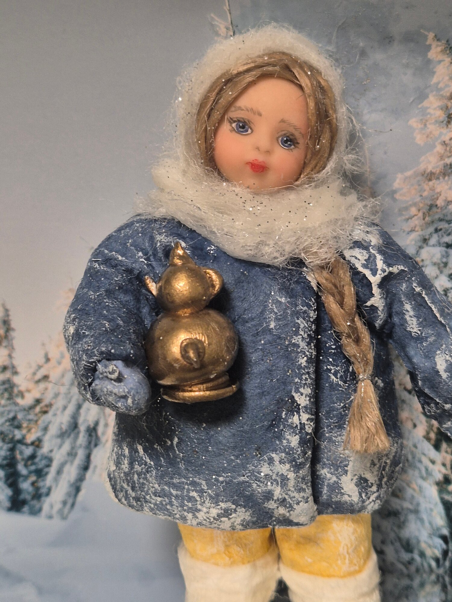 Ёлочная игрушка Affavatta, "Девочка с самоваром", 12см, ручная роспись