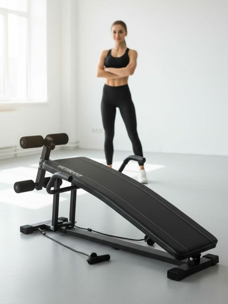 Силовая скамья для пресса скручиваний складная с эспандерами, с изогнутой спинкой для дома и зала, для тренировки