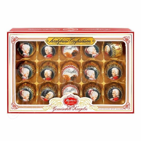 Конфеты Mozart (reber) Reber Mozart из горького и молочного шоколада с марципановой начинкой 300 г