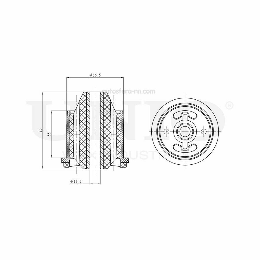 UNIO RMP20687 Сайлентблок задней балки Lada Largus (KS0_, RS0_, KSA_, R90, F90) 12-, Renault Duster 11-, Kaptur 16-