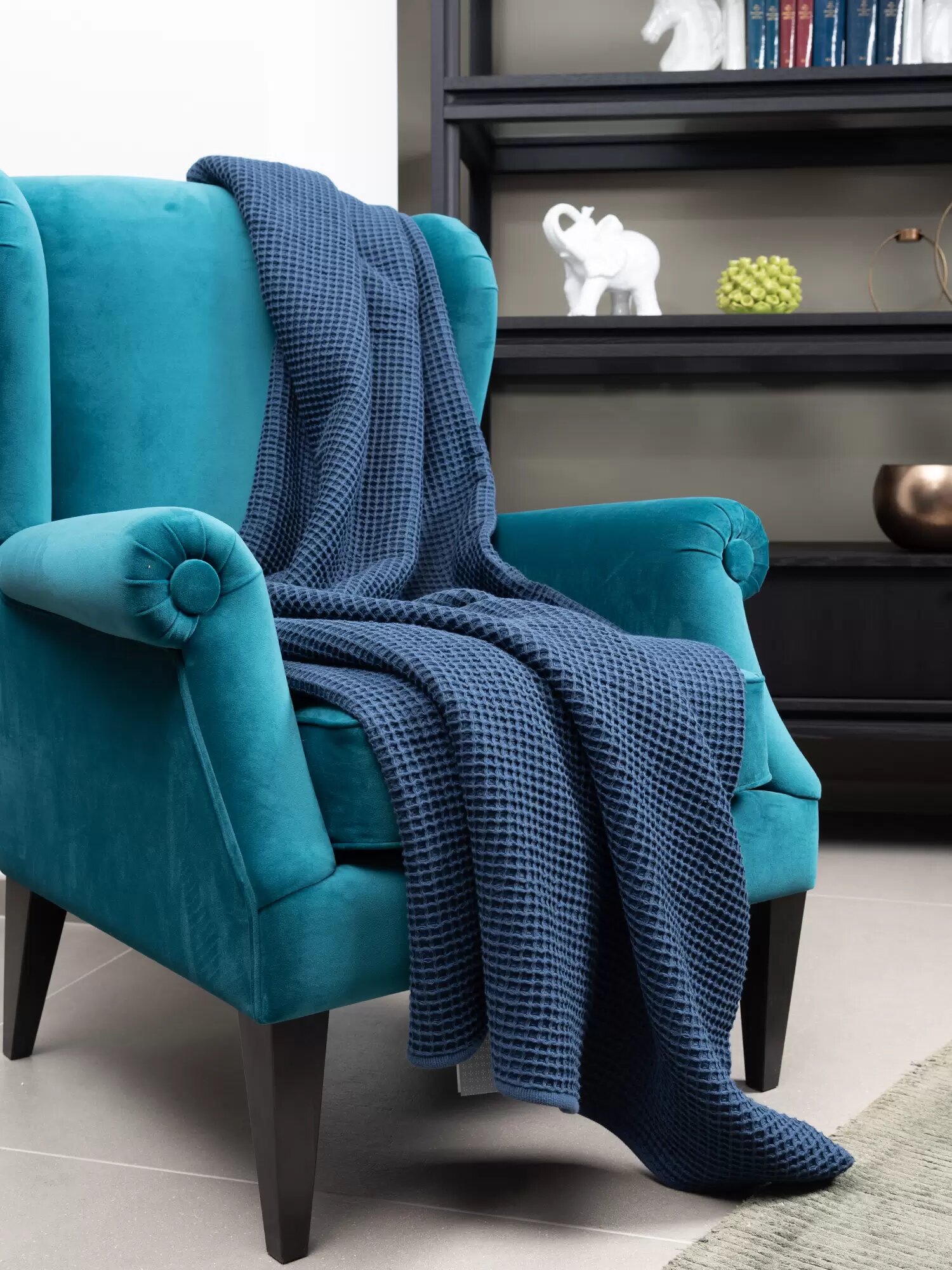 Плед CLEANELLY НЦ-162.151-05042 Biscotti вафельный, размер 185*200, темно-синий