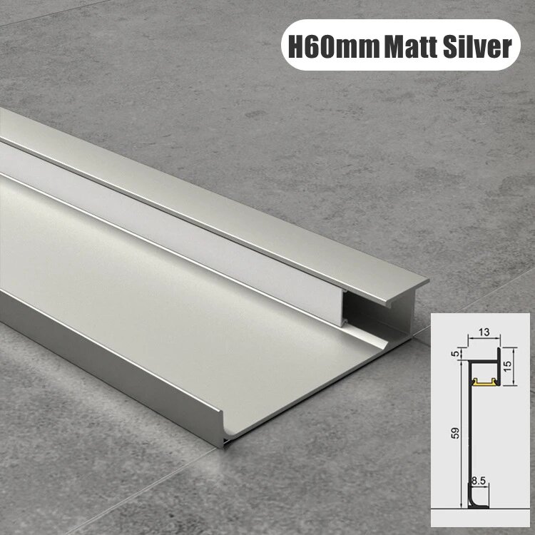 Встроенная светодиодная плинтусная профиля алюминиевого профиля H40/60/80 мм Плинтус пола С trip Light Металлический плинтус стены Угловой линейный свет