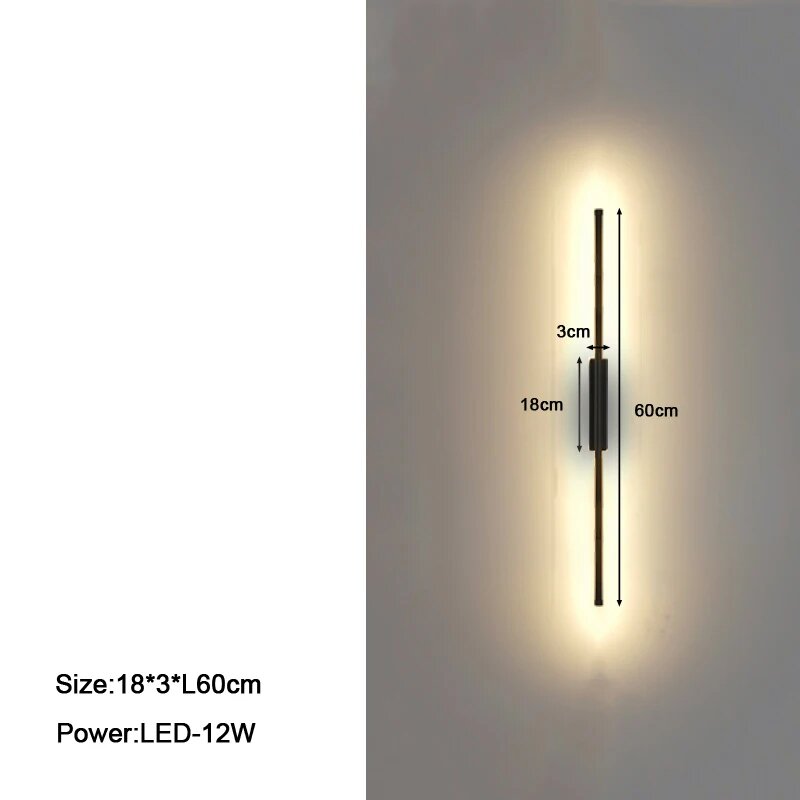 Настенные светильники Accoval длинные линейные Neutral Light 4000K, Black 12W 60CM