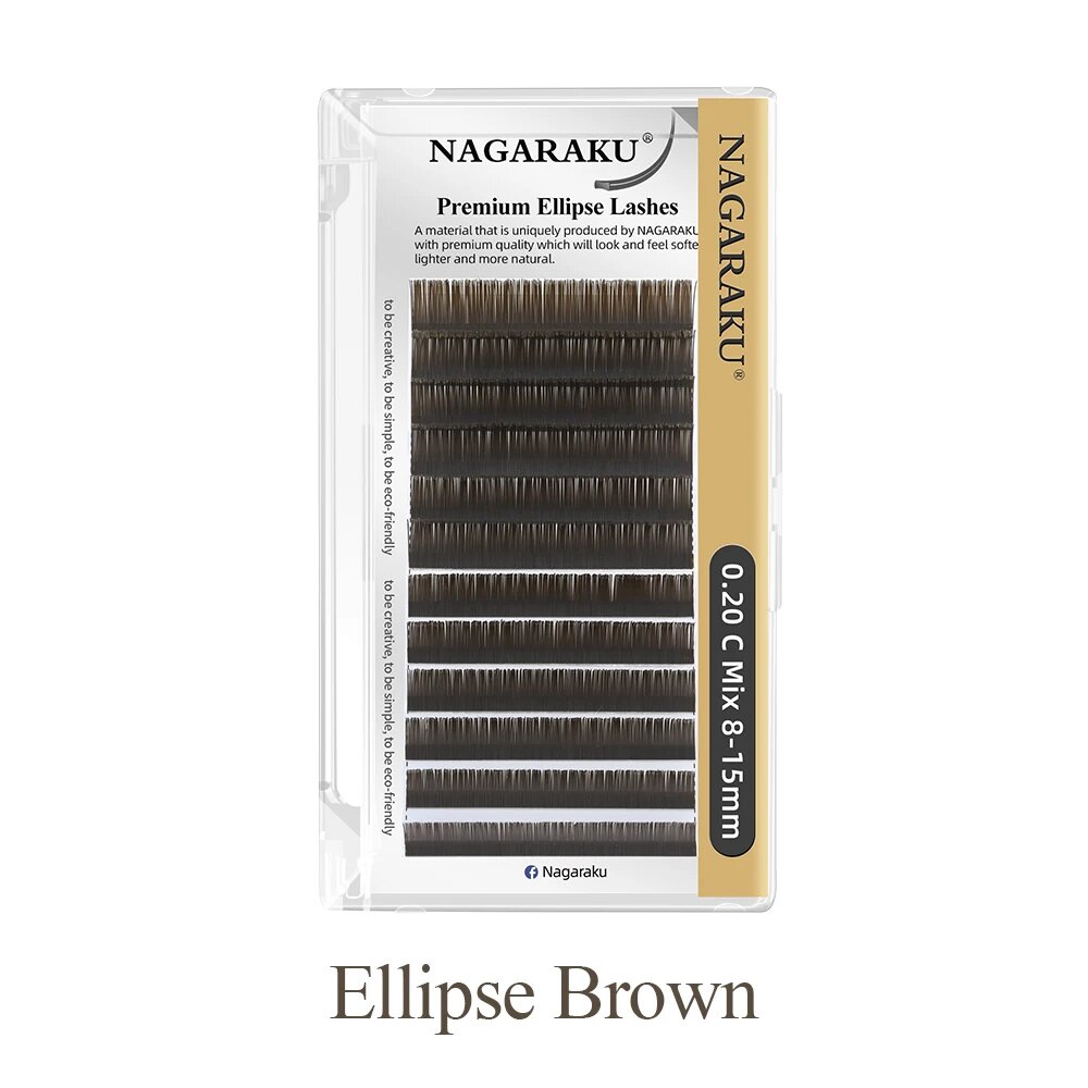 NAGARAKU Ellipse Brown ресницы D изгиб, 0.15mm, mix 8-15