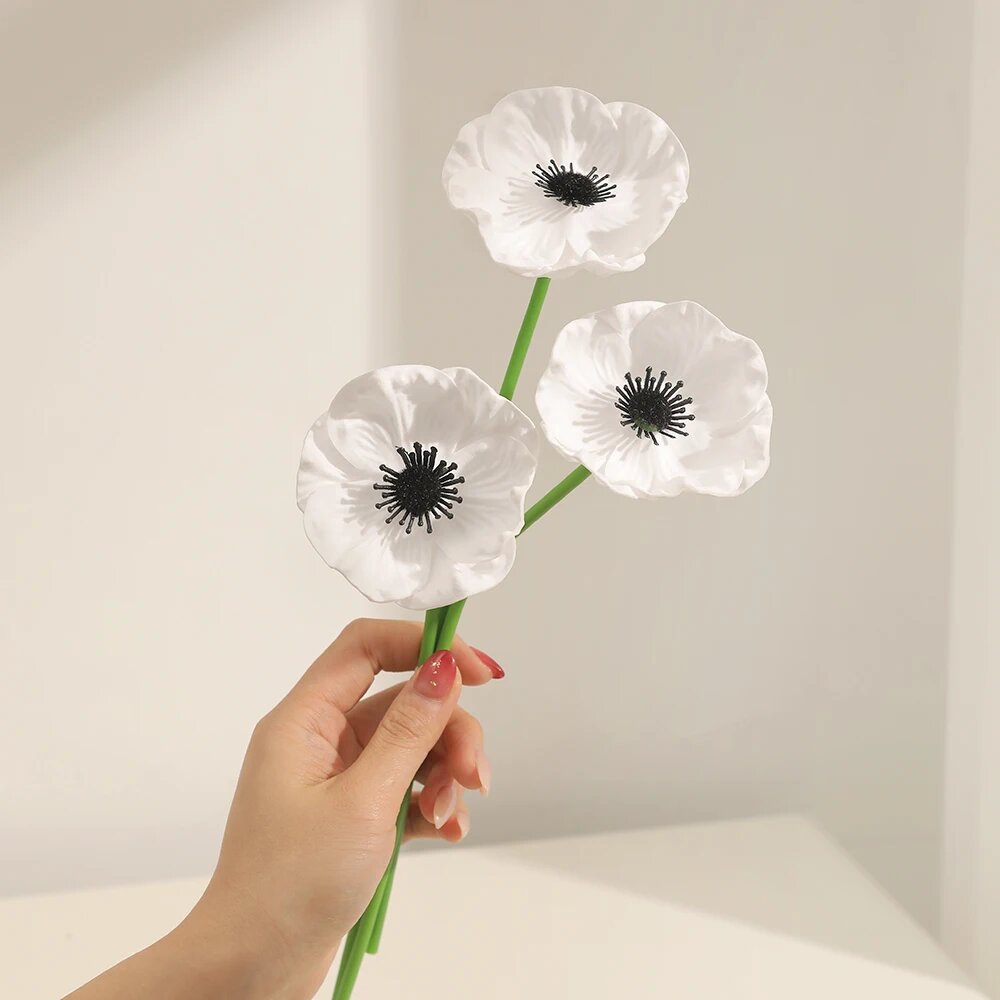 Искусственные розы из шелка, букет, 1/3/5 шт. Белый, 3Pcs, White