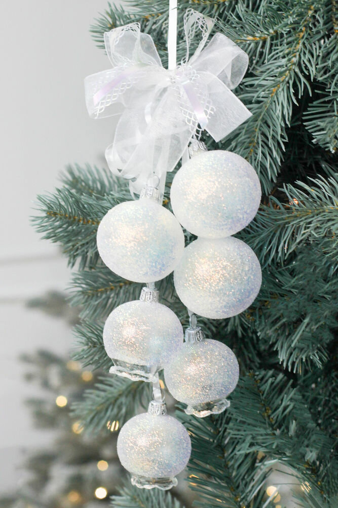 Елочное украшение - гирлянда ФЕЯ, белая, 35 см, Елочка С364-бел