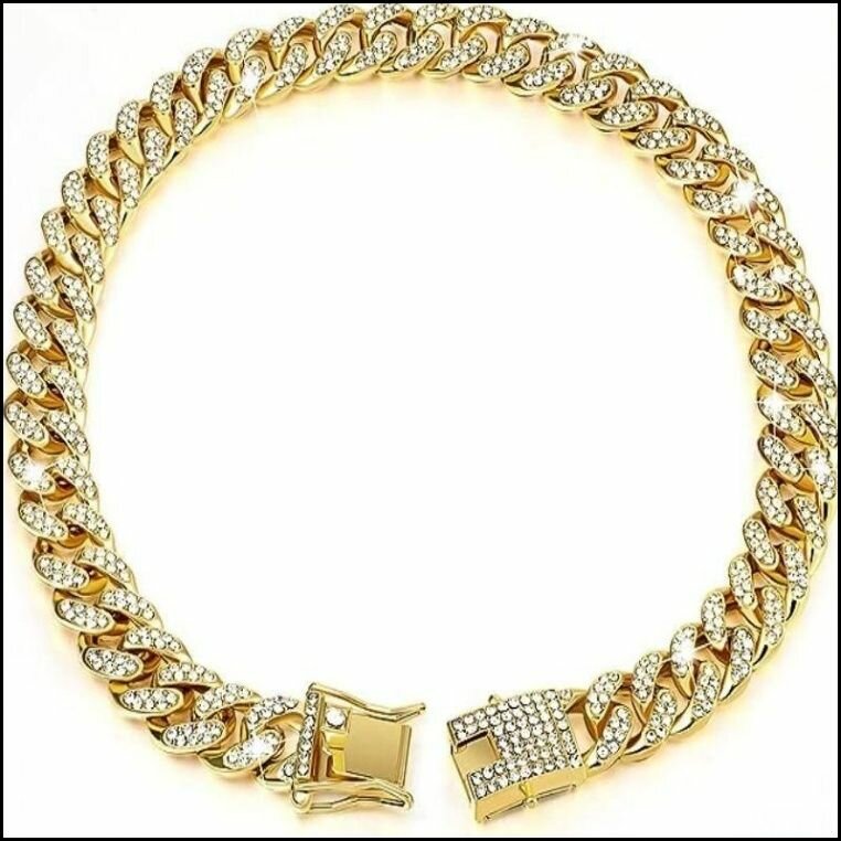 Собачья цепочка с бриллиантовой цепочкой, металлический ошейник-цепочка, аксессуары для домашних животных, подходящие для больших, средних и маленьких собак и кошек, золотой