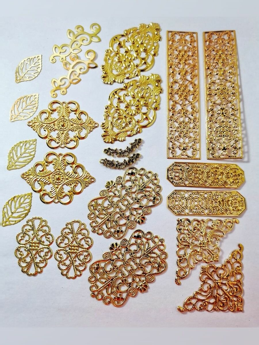 Филигрань 24-86мм. 22шт. Яркое золото.