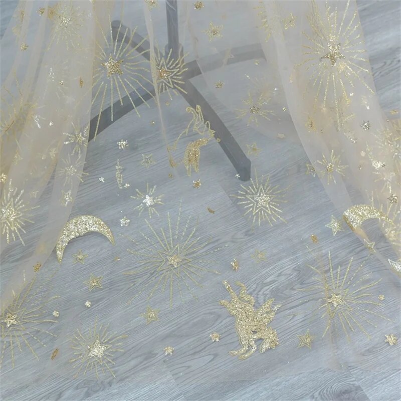 Золотая сетчатая блестящая ткань для рукоделия GLITTER DROP