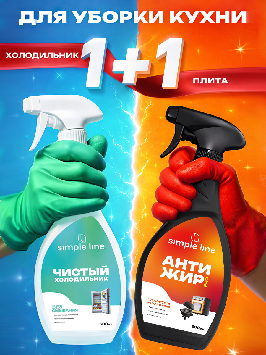 Набор чистящих и моющих средств для уборки дома. Очиститель холодильника, антижир SL13F SL5L 0.5л