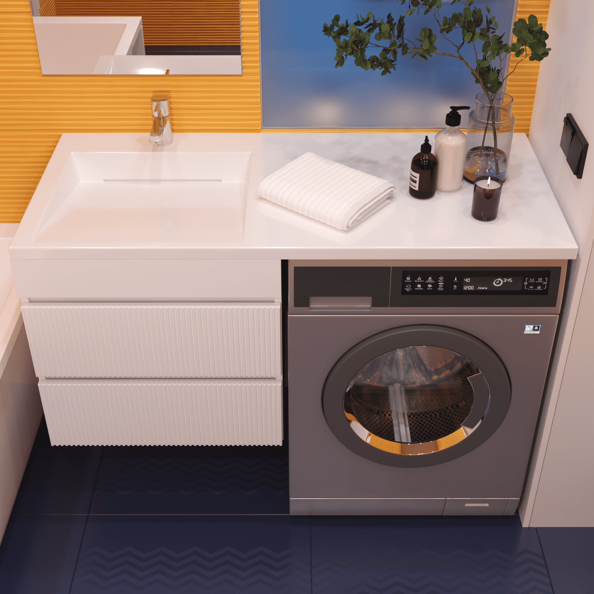 Раковина над стиральной машиной, Блюз 120х54.9х18 см, левая чаша