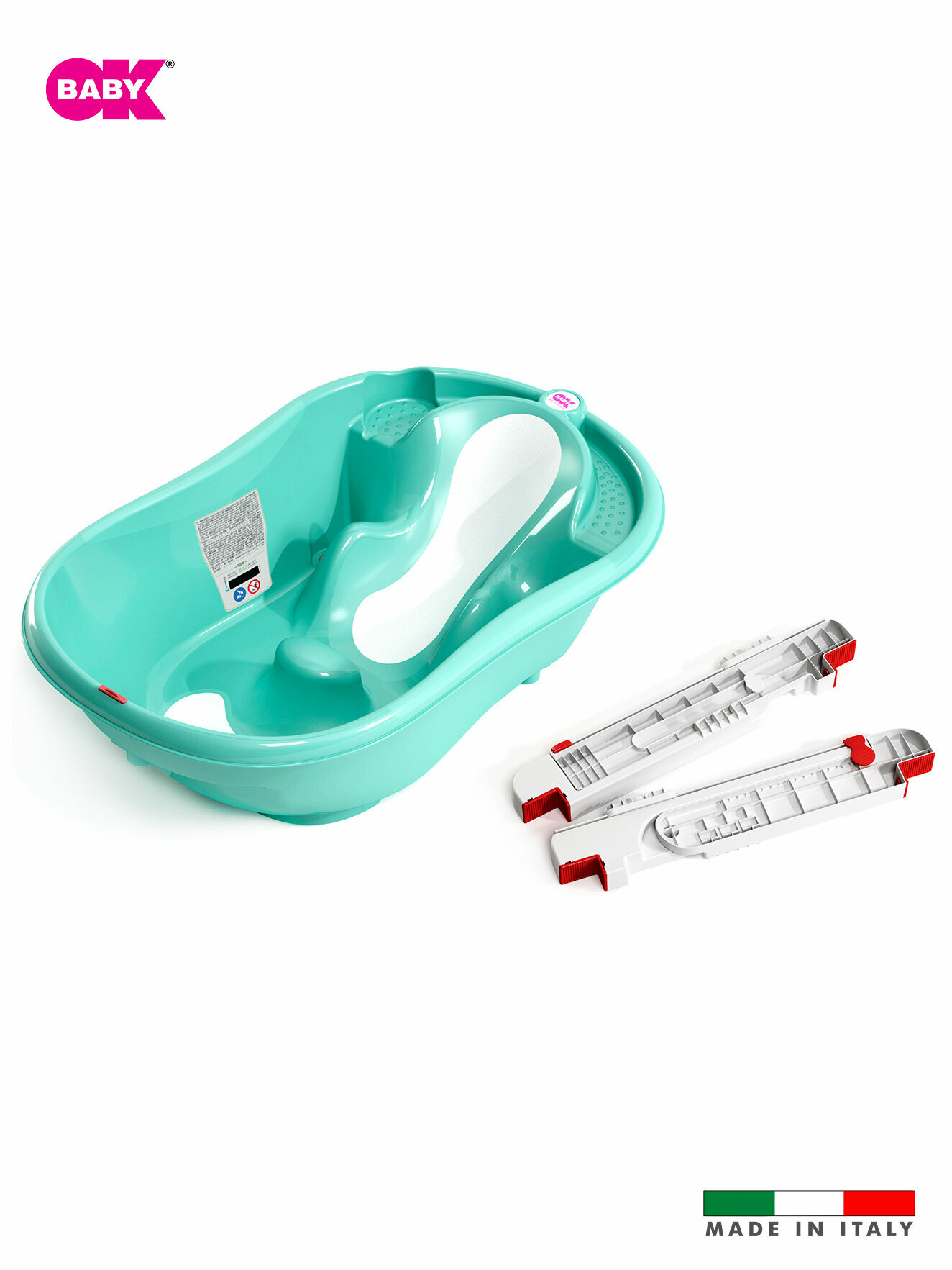 Комплект ванночка Ok Baby Onda Evolution+ крепление для ванной Бирюзовый