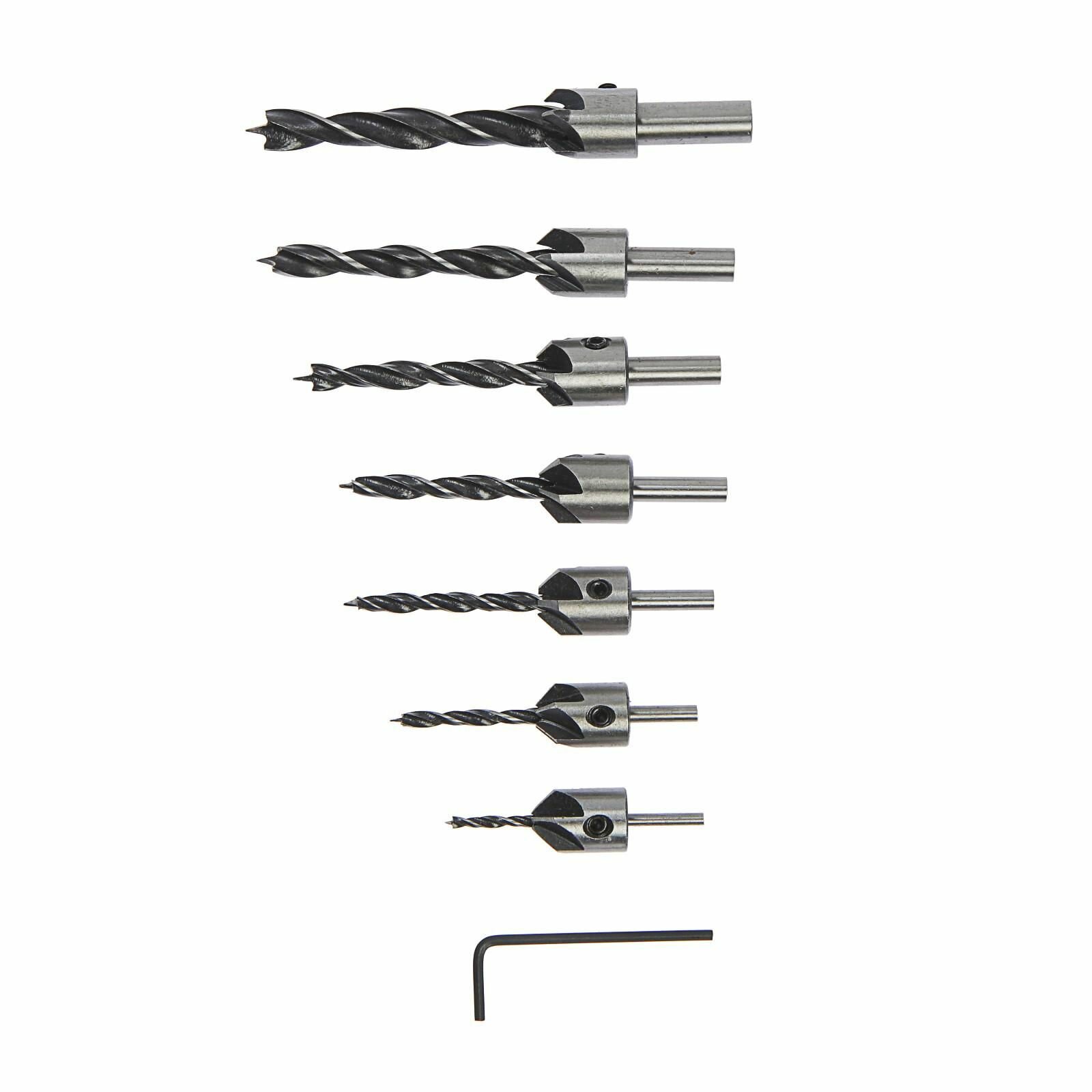 Набор сверл с зенкером 7 шт, 3-4-5-6-7-8-10 мм