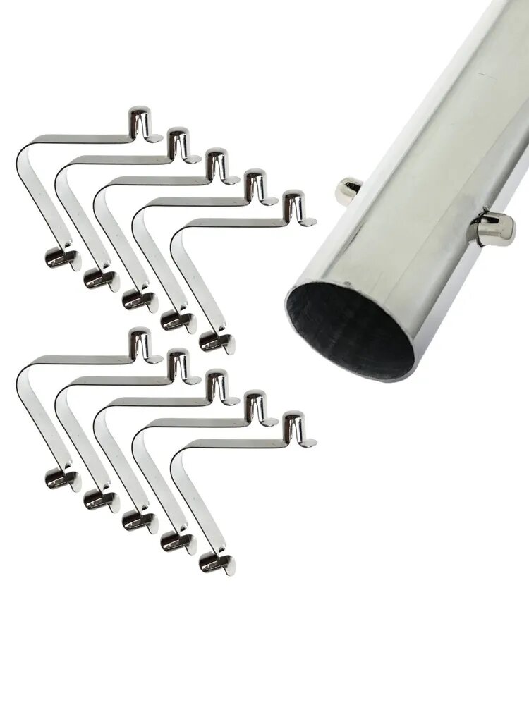 Комплект пружинных кнопочных фиксаторов V-образных для труб 30-35 мм с двумя кнопками D8x11,5 мм (10 шт.)