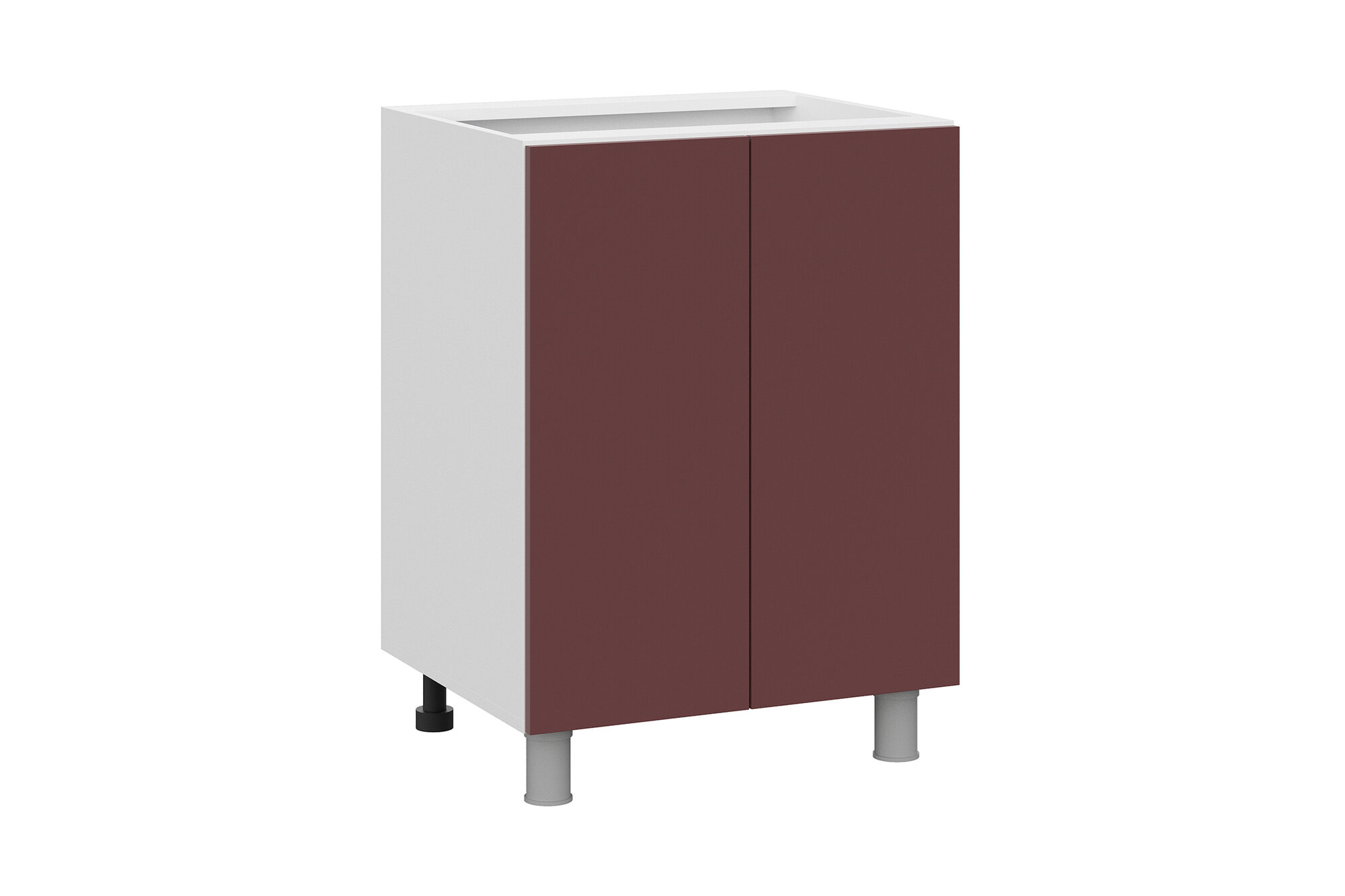 Кухонный шкаф нижний Нонтон Монора, 60х50х82 см, белый / брусничная нота