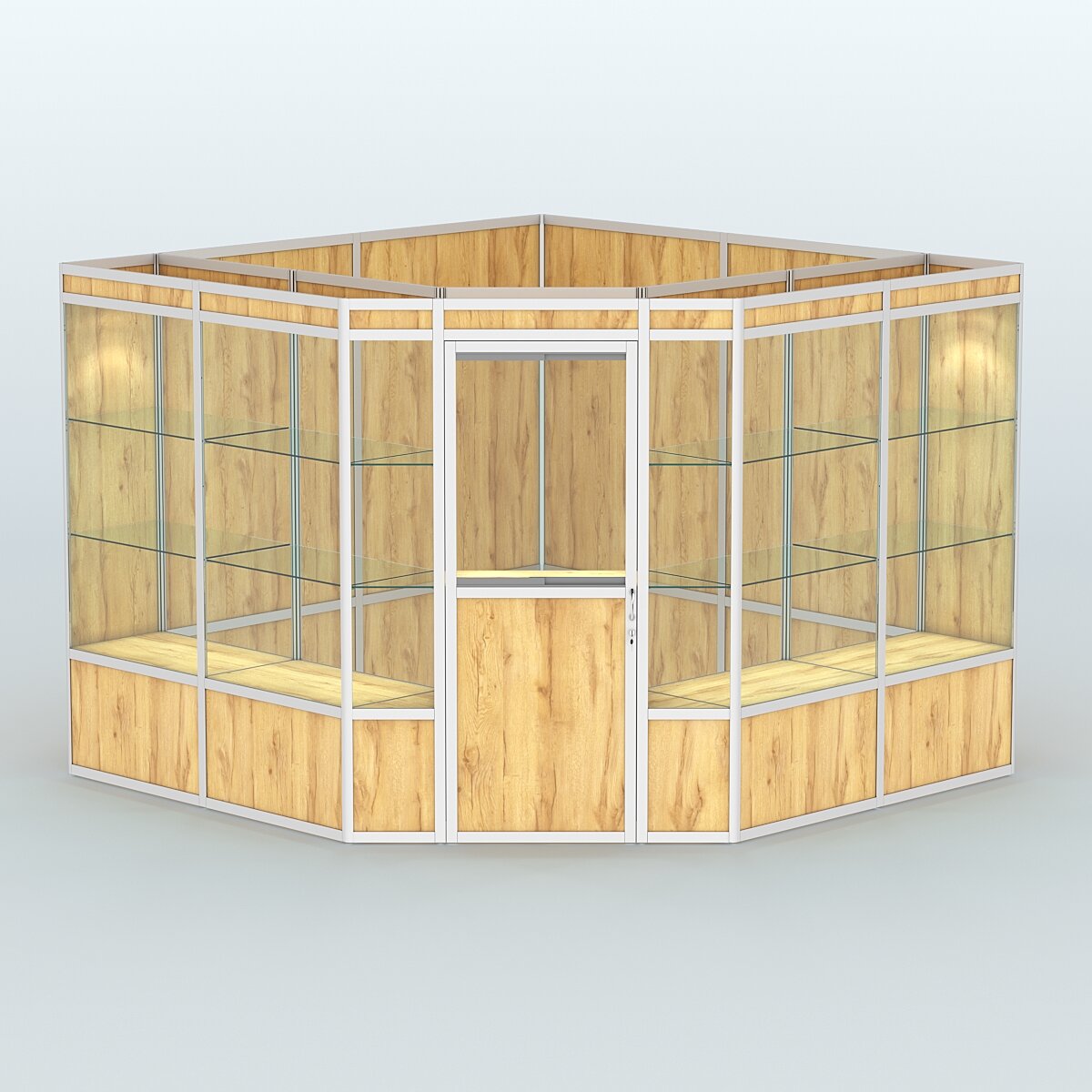 Павильон из профиля угловой №8а (9 кв. м), Дуб Золотистый