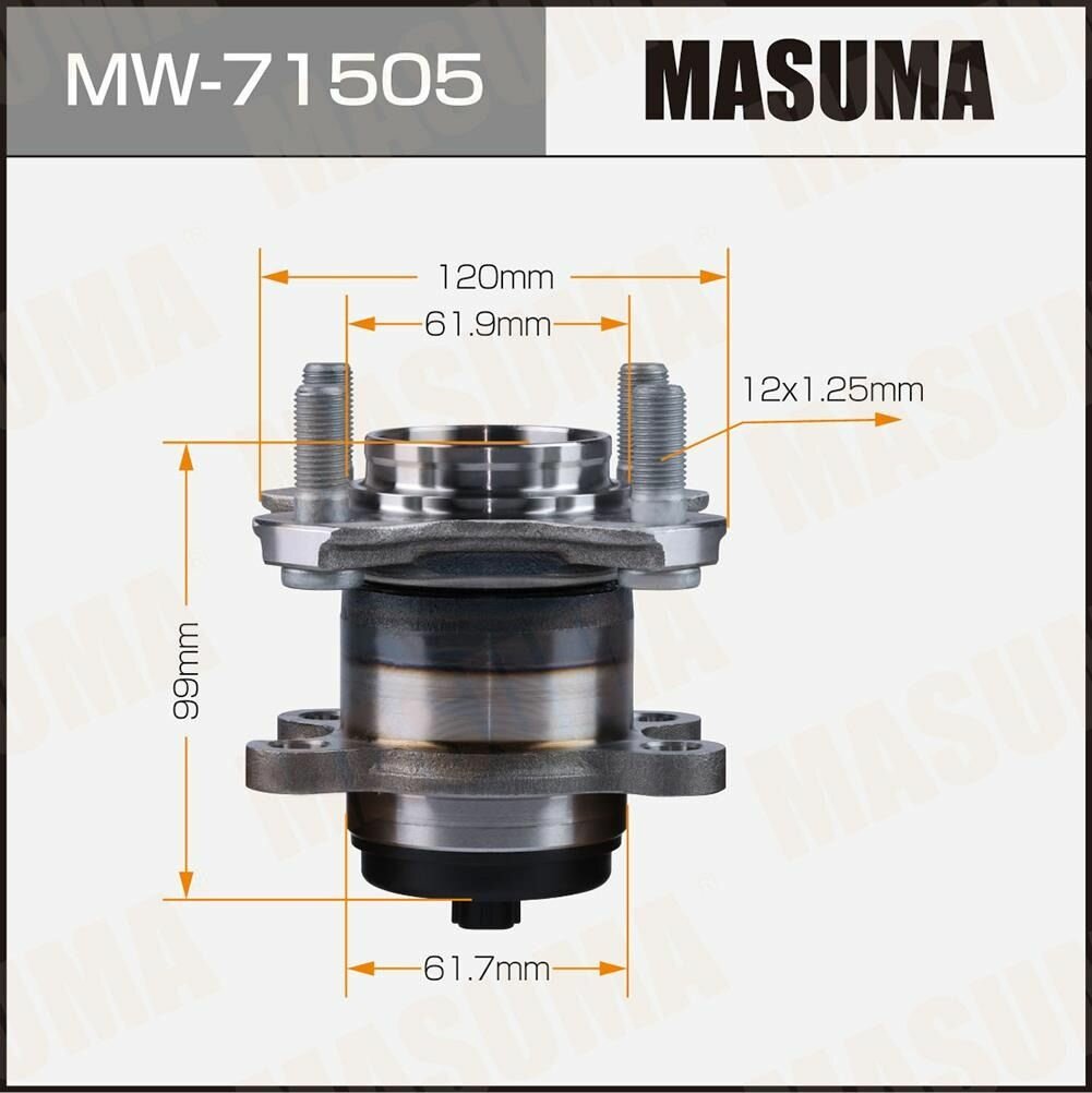 Ступичный узел MASUMA rear SUZUKI SWIFT / 1.2 (with ABS) 16- SUZUKI IGNIS 2016-2025, SUZUKI SWIFT 2017-2025, SUZUKI WAGON R 2017-2025 43402-81P01 MW-71505