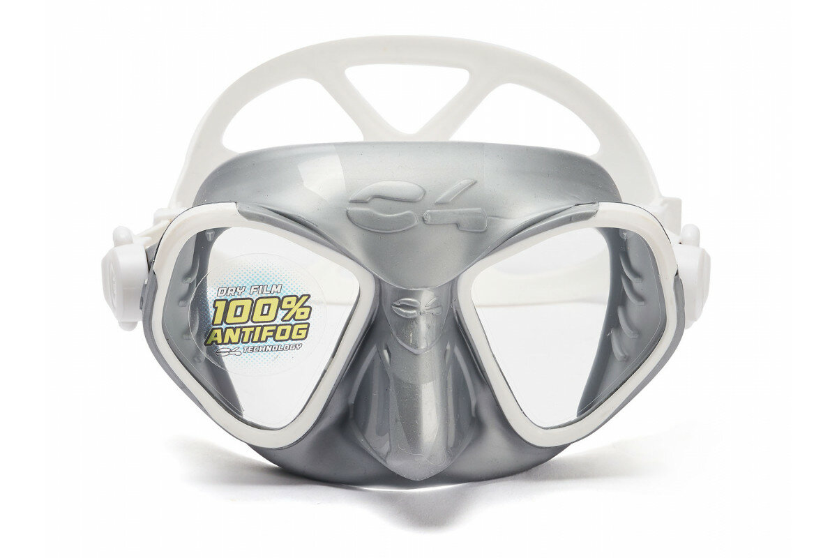 Маска для фридайвинга, дайвинга, подводной охоты и сноркглинга C4 CONDOR SILVER/WHITE