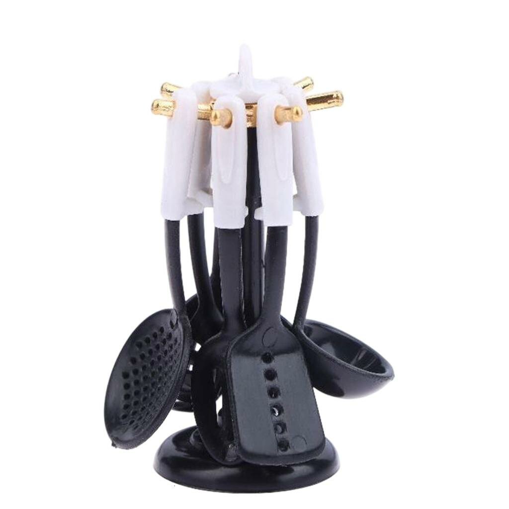 Набор кухонной посуды для кукольного дома, черный и белый