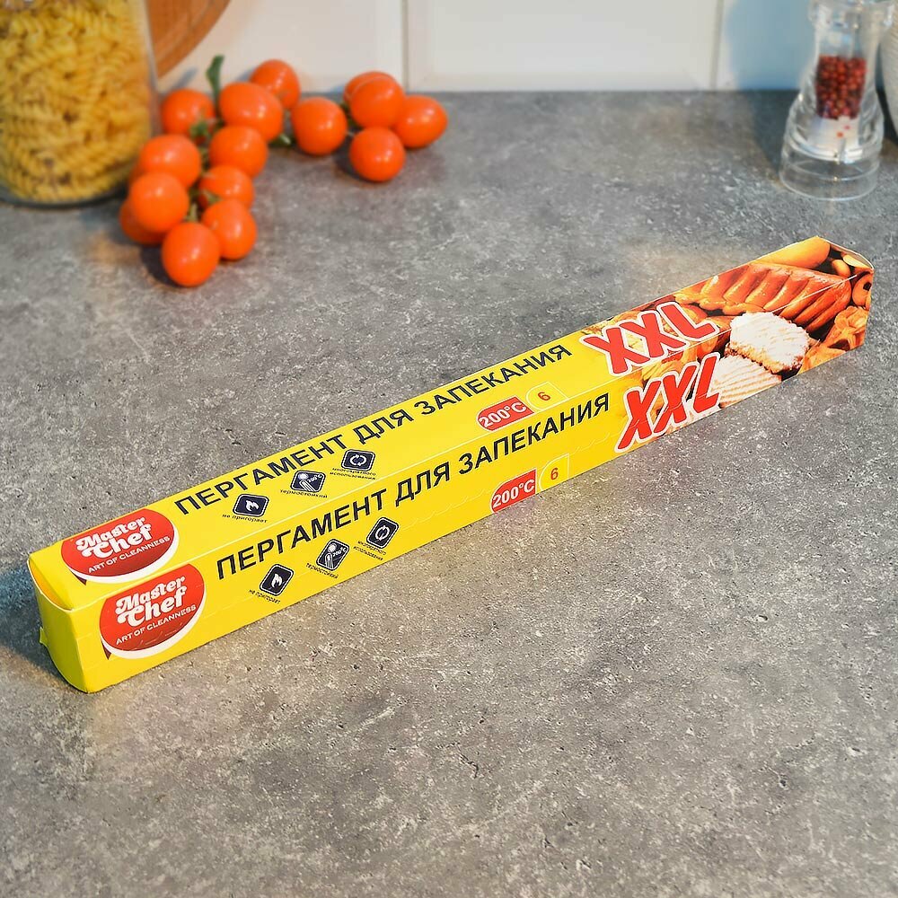Бумага для выпечки 38см х 6м, пергамент XXL в коробке, до 200°C, не пригорает