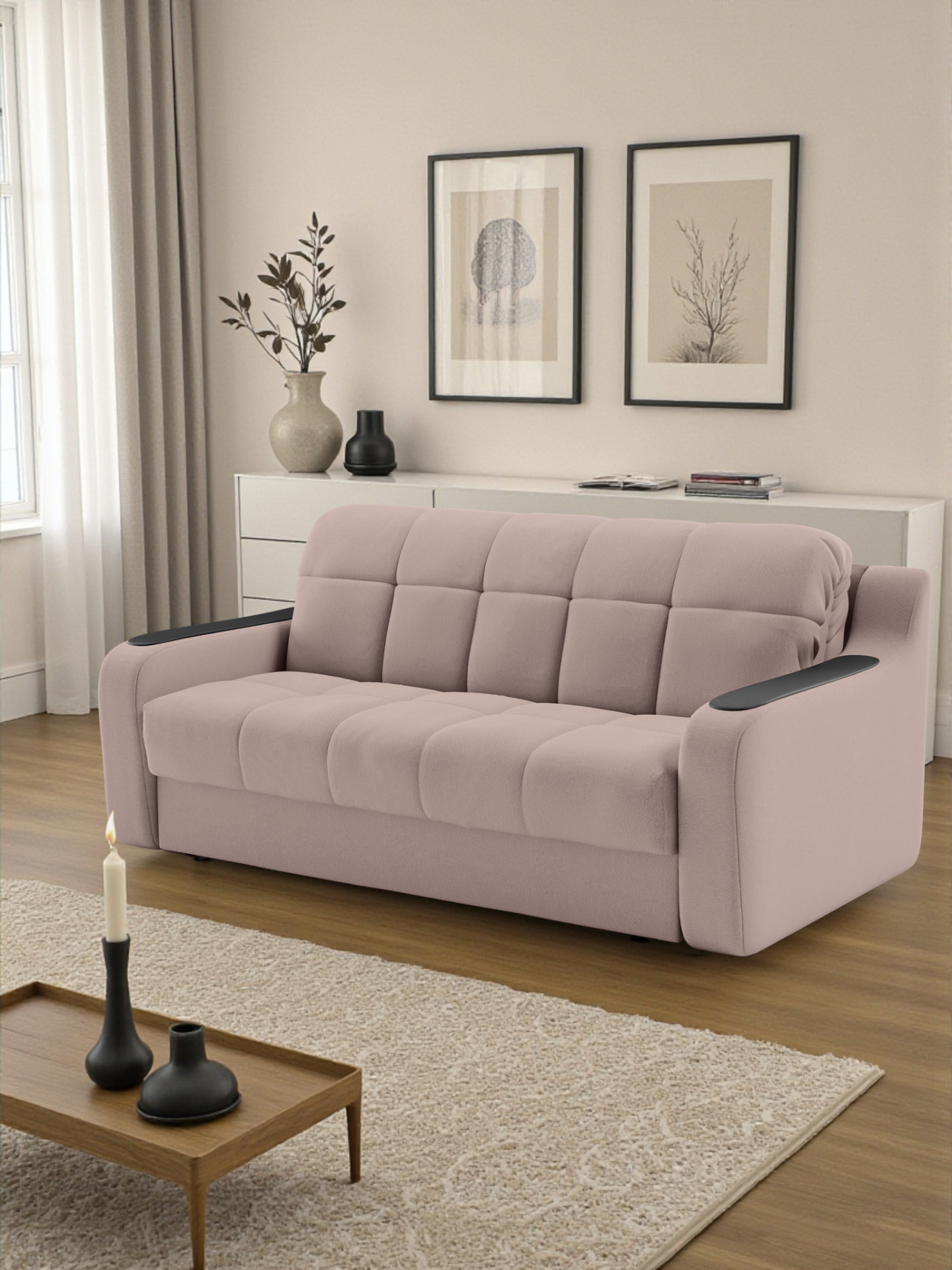 Диван прямой Глория Лайт Velutto 37 189x105x88 см, розовый Велютто, аккордеон