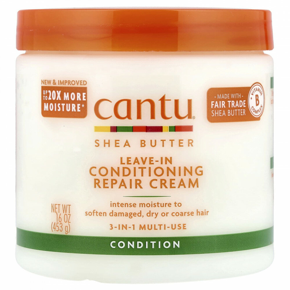Cantu, масло ши, несмываемый кондиционер, для естественных локонов, кудрей и завитков, 453 г (16 унций)