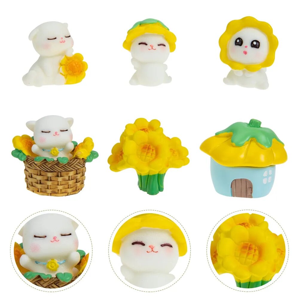 Набор фигурок из смолы с подсолнухами и феями для декора сада из 6 предметов