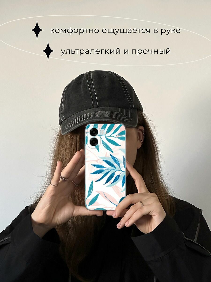 Силиконовый чехол на Oppo A6x / Оппо A6x с принтом Акварельные веточки — фото 1