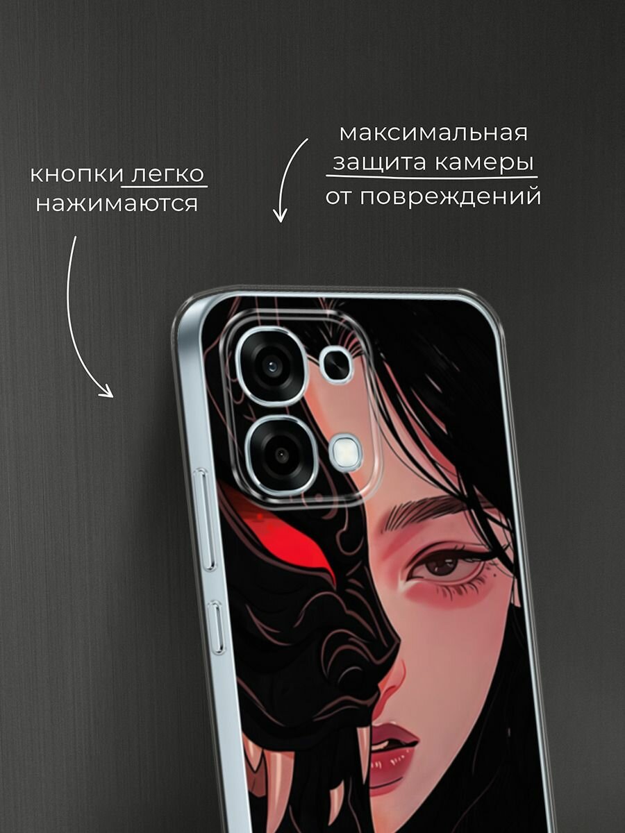 Чехол на Oppo A6 Pro / Оппо A6 Про с принтом Девушка с маской — фото 1