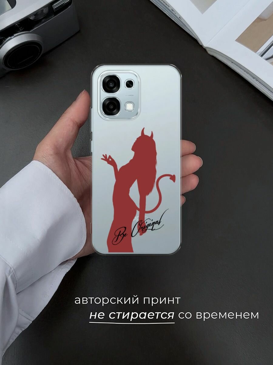 Чехол на Oppo A6 Pro / Оппо A6 Про с принтом Devil girl 2, прозрачный — фото 1