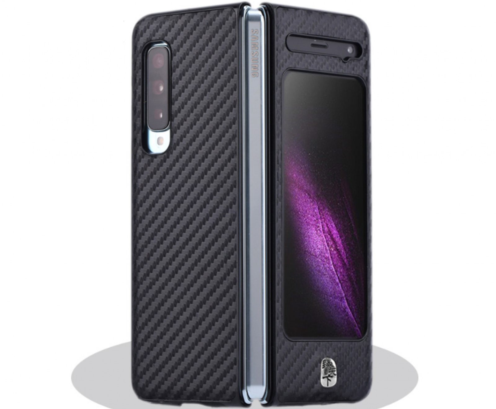 Чехол панель-бампер MyPads для Samsung Galaxy Fold (SM-F900) из силикона с матовой отделкой «под карбон» черный