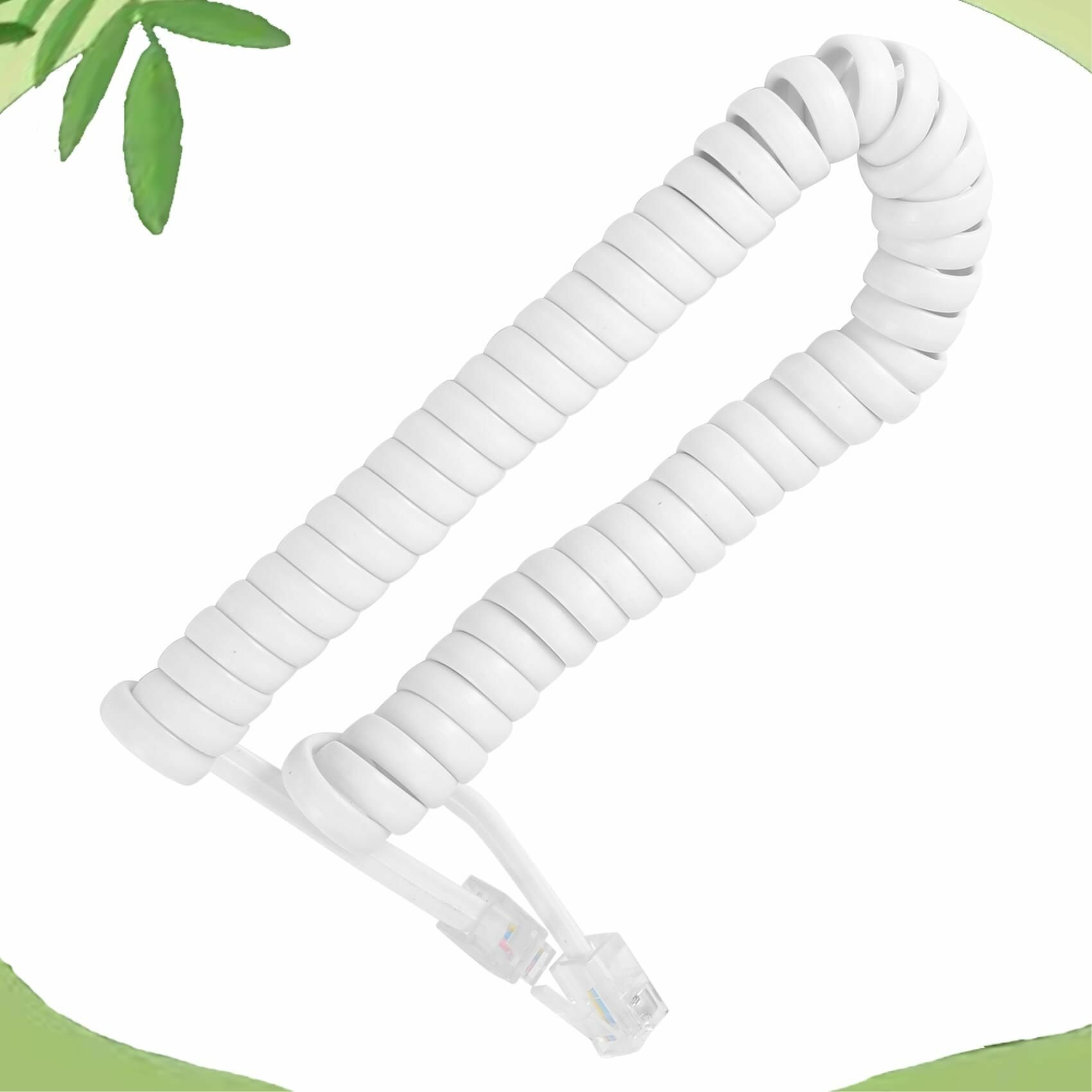 (Q G U I) 1.5M 4.9Ft Белый эластичный спиральный кабель телефона телефонной трубки RJ9 4P4C