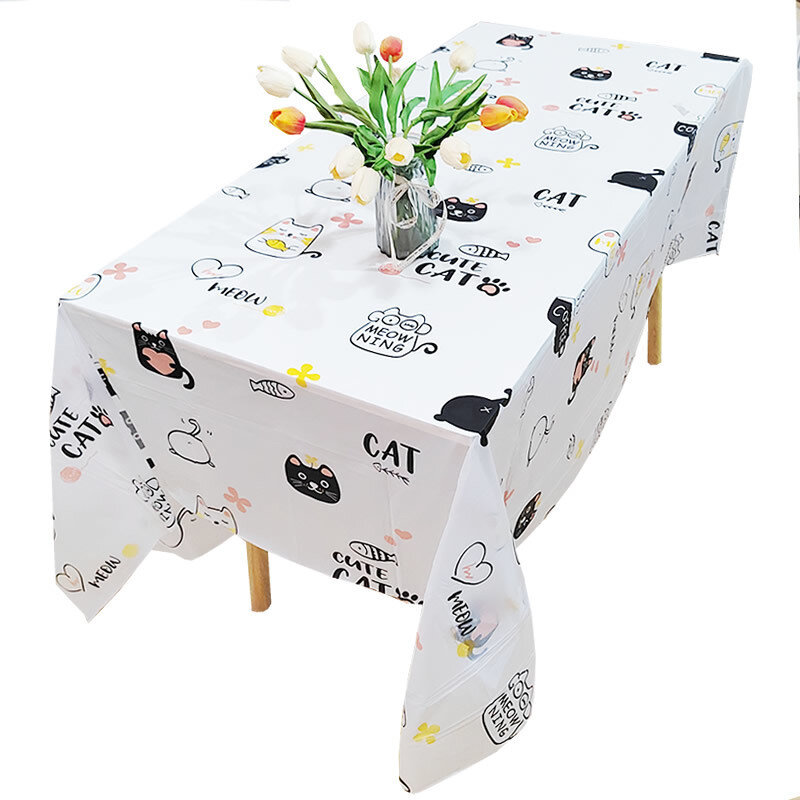 Одноразовая скатерть для детских праздников, стильный свежий принт, пластиковая водонепроницаемая скатерть для домашнего использования, квадратной формы.